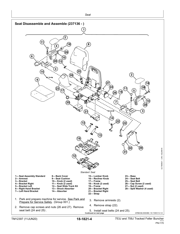 John Deere 753J, 759J Tracked Feller Buncher Service Repair Manual (SN ...
