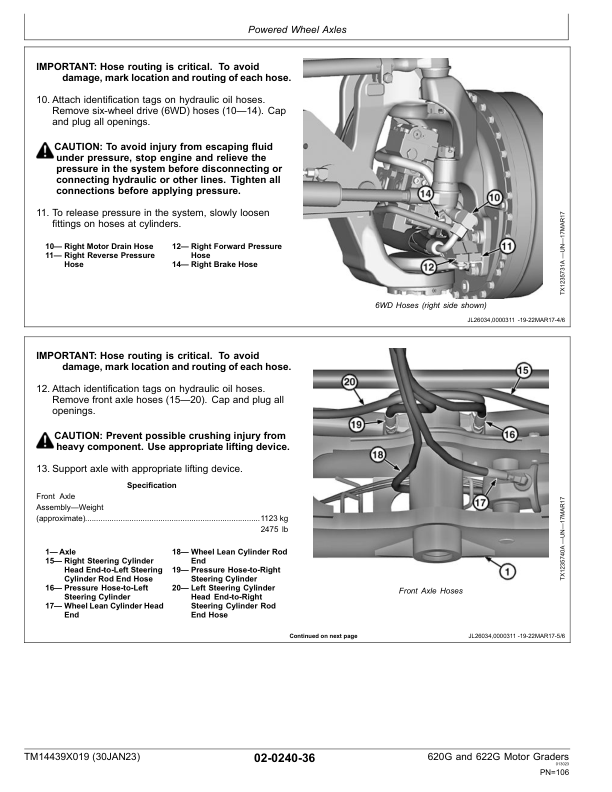 John Deere 620G, 622G Motor Graders Service Repair Manual (SN after ...