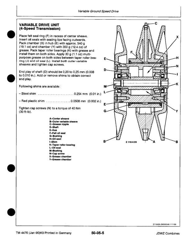 John Deere 1133, 1144, 1155, 1157, 1158 Combines Repair Technical ...