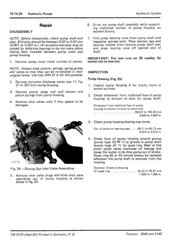 John Deere 3040, 3140 Tractors Repair Technical Manual (TM4379)