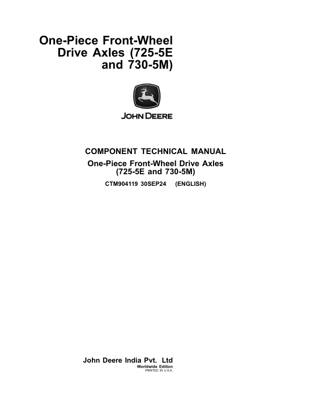John Deere One-Piece Front-Wheel Drive Axles (725-5E and 730-5M ...