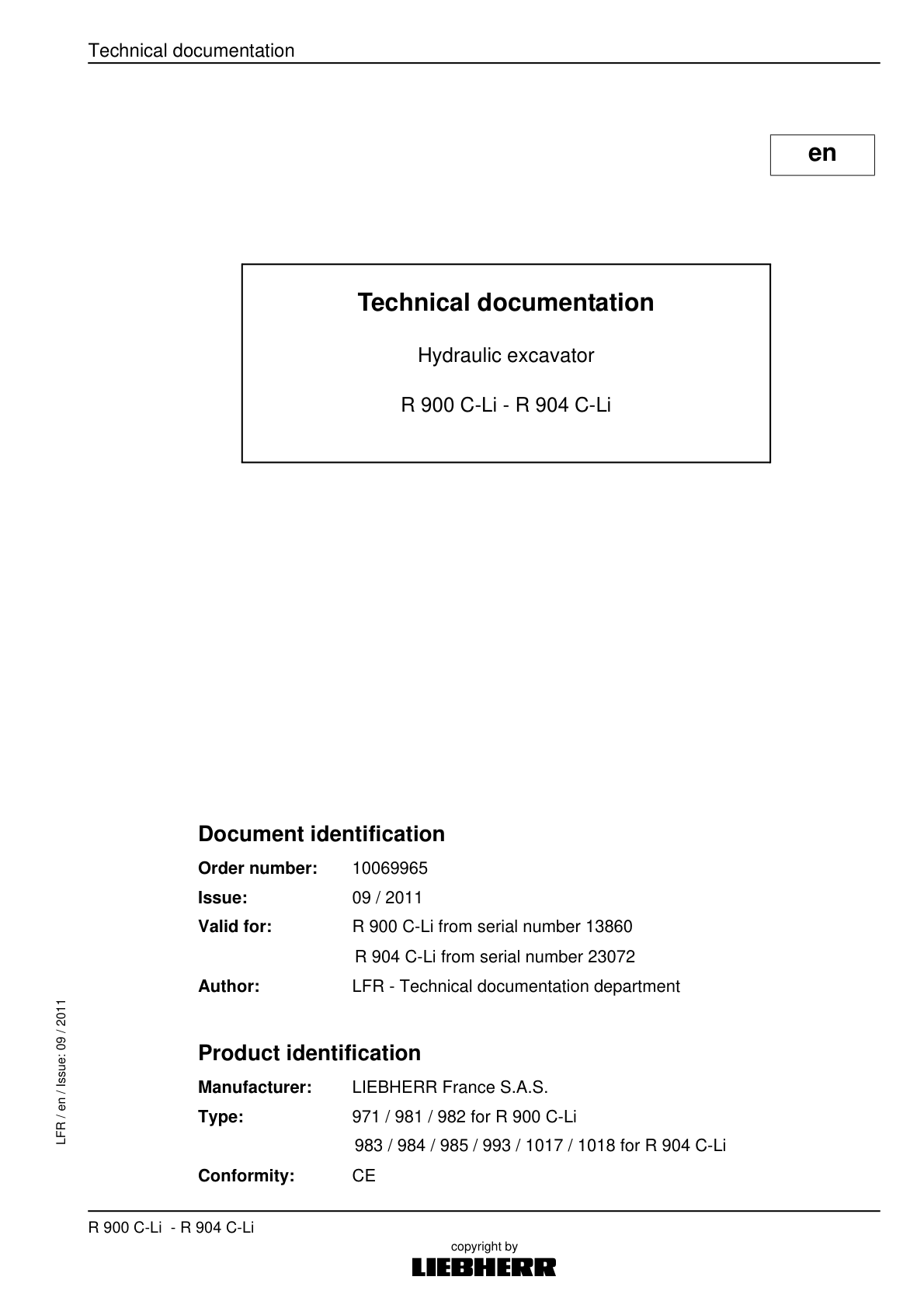 Liebherr R900 C Litronic Hydraulic Excavator Operators Service Repair ...